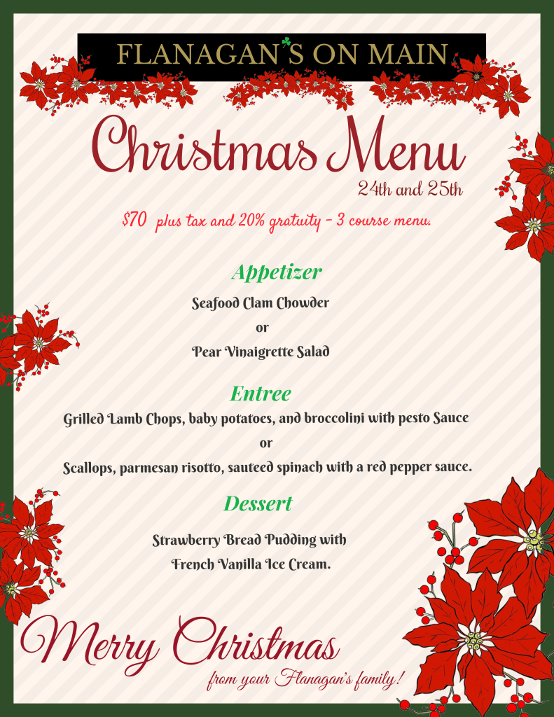 Christmas Menu - Flanagan's On Main